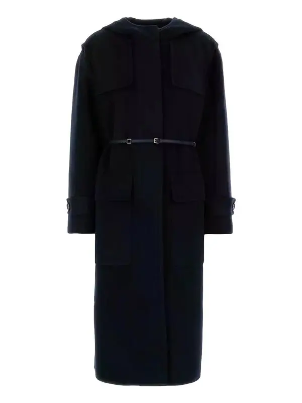 Max Mara Rima Hooded Belted Coat - Blue