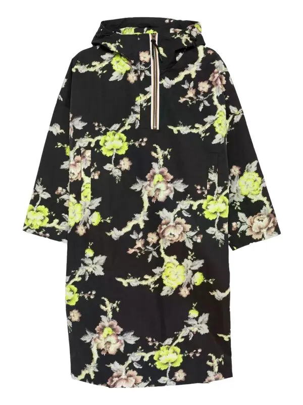 PSOPHIA Floral-print Hooded Parka - Black