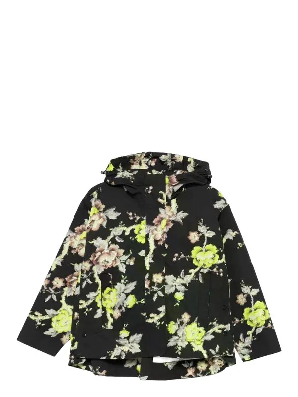 PSOPHIA Floral-print Hooded Jacket - Black