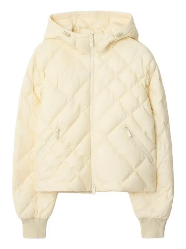 Burberry Check-stitch Nylon Delley Puffer Jacket - Ceramic White