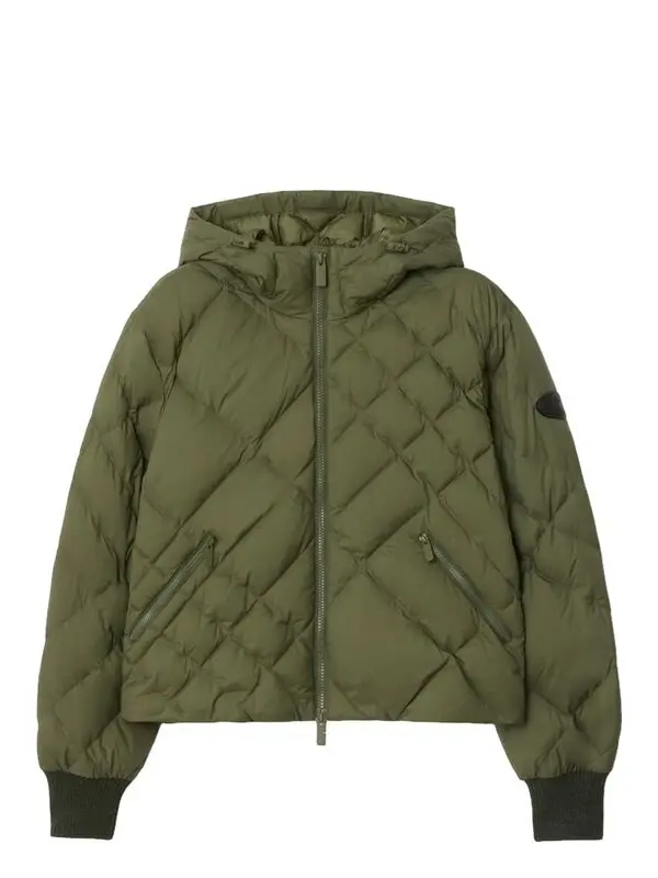 Burberry Check-stitch Nylon Delley Puffer Jacket - Pasture Green