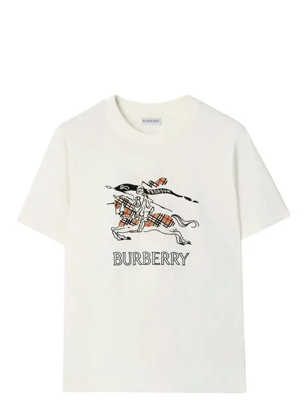 Burberry Equestrian Knight Design Cotton T-shirt - Chalk White