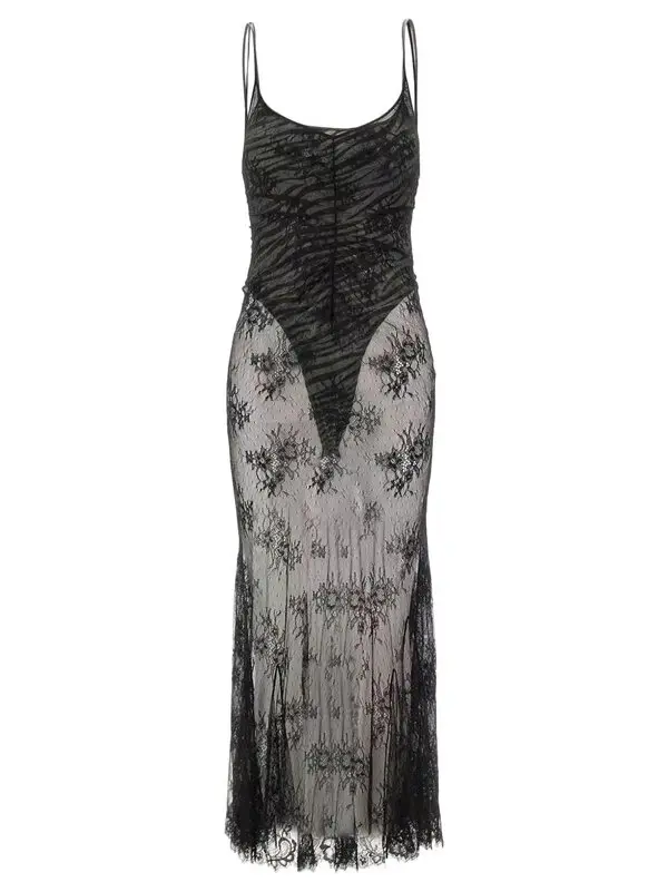 JACQUES Floral-print Lace Dress - Black