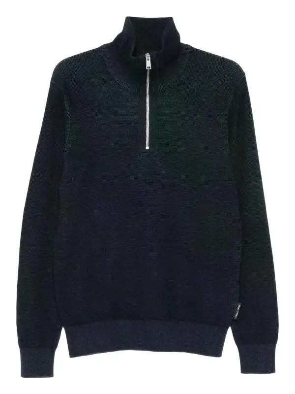 Marc O'polo Funnel Neck Zip Sweater - Blue