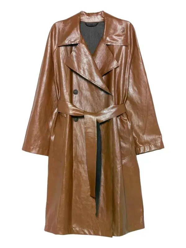 CARLA G. Belted Leather Jacket - Brown