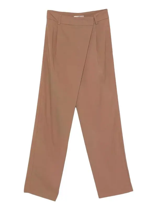 CARLA G. Wrap-design Trousers - Brown