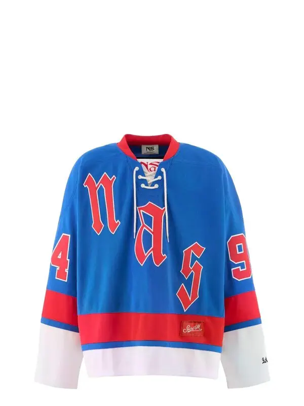 SAINT MXXXXXX X Nas Logo-patch Sweatshirt - Blue