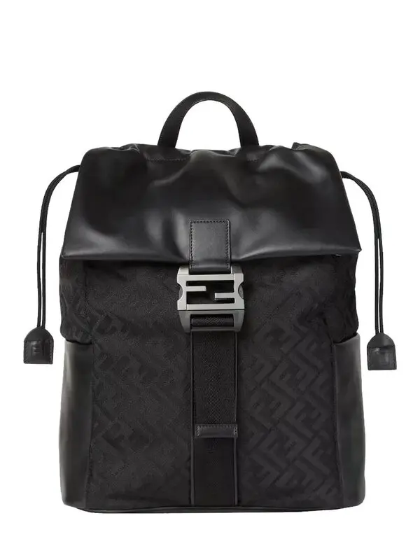 Fendi Backpack With Ff Motif - Black