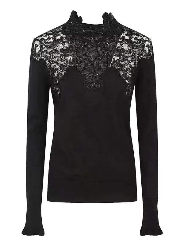 Ermanno Scervino Lace Beaded Top - Black