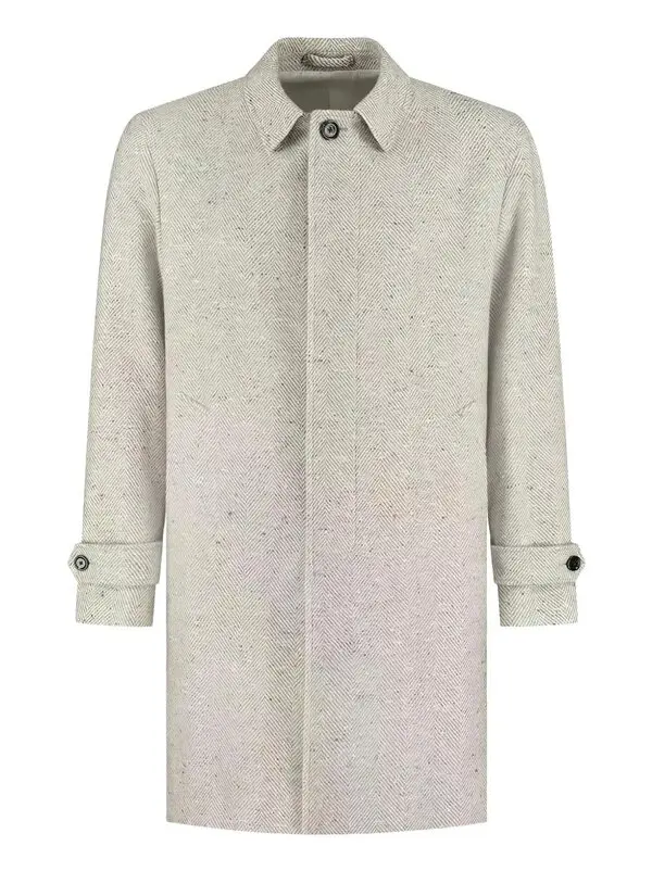 LARDINI Herringbone Single-breasted Coat - Grey