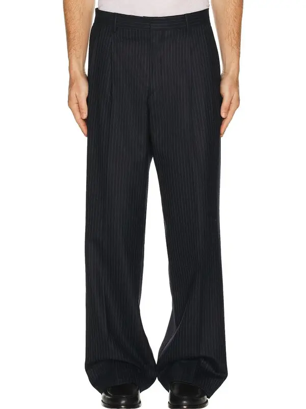 SUNFLOWER Wide Pleated Trouser - Navy Stripe