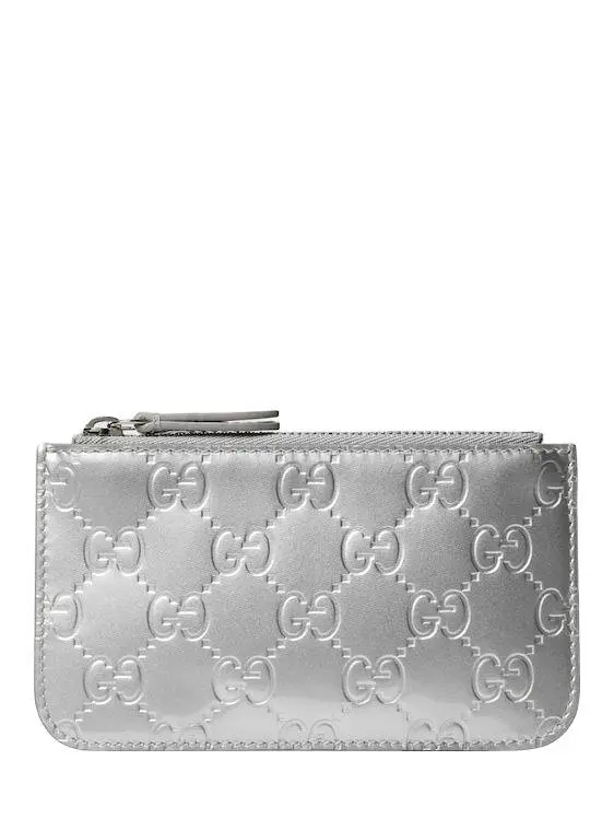 Gucci Gg Emblem Key Pouch - Silver