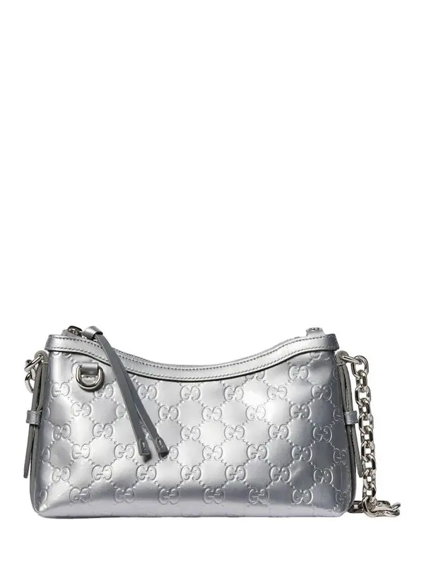 Gucci Gg Emblem Shoulder Bag - Silver