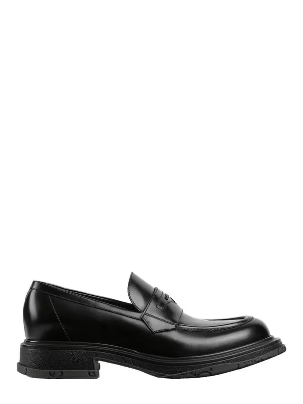 Gucci Leather Loafer With Tonal Logo - Black