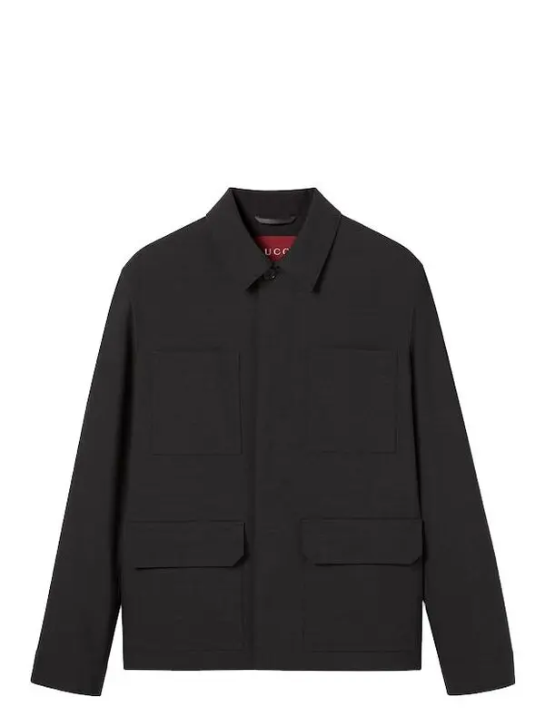 Gucci Wool Jacket With Selvedge Detail - Grey