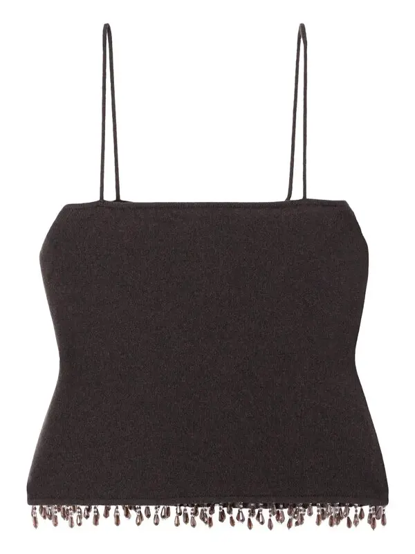 BODE Fringed Bead-embellished Wool And Cashmere-blend Top - Brown