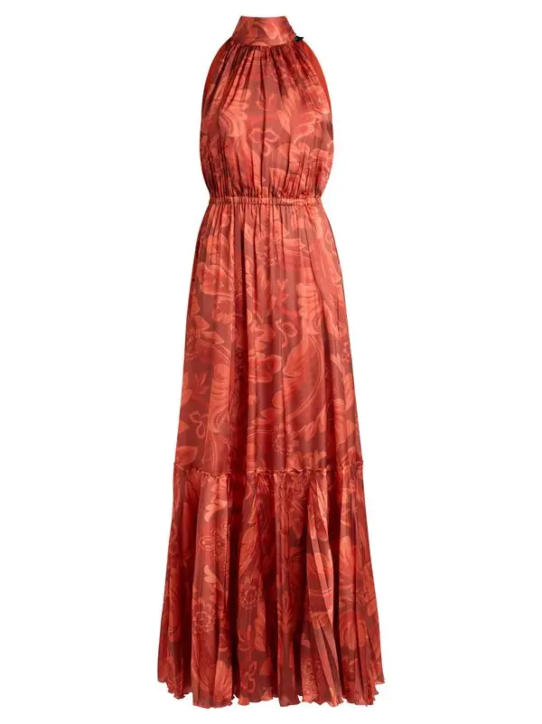 Etro Printed Satin Maxi Dress - Red