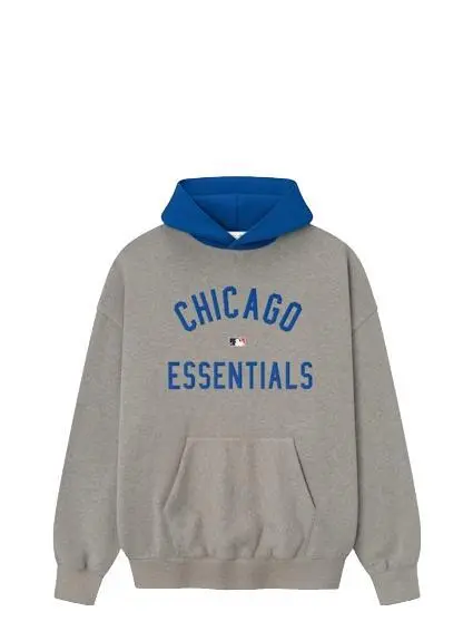 Fear Of God Essentials Cubs Sport Hoodie - Concrete Heather/blue