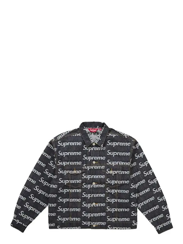 Supreme Jacquard Logos Denim Trucker Jacket - Rigid Indigo