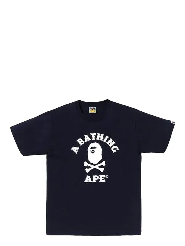 A BATHING APE Captain Ape Crossbone Tee Shirt - Navy Blue