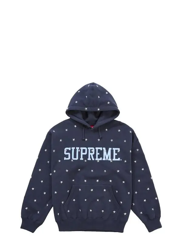 Supreme Stars Studded Hooded Sweatshirt - Navy Blue