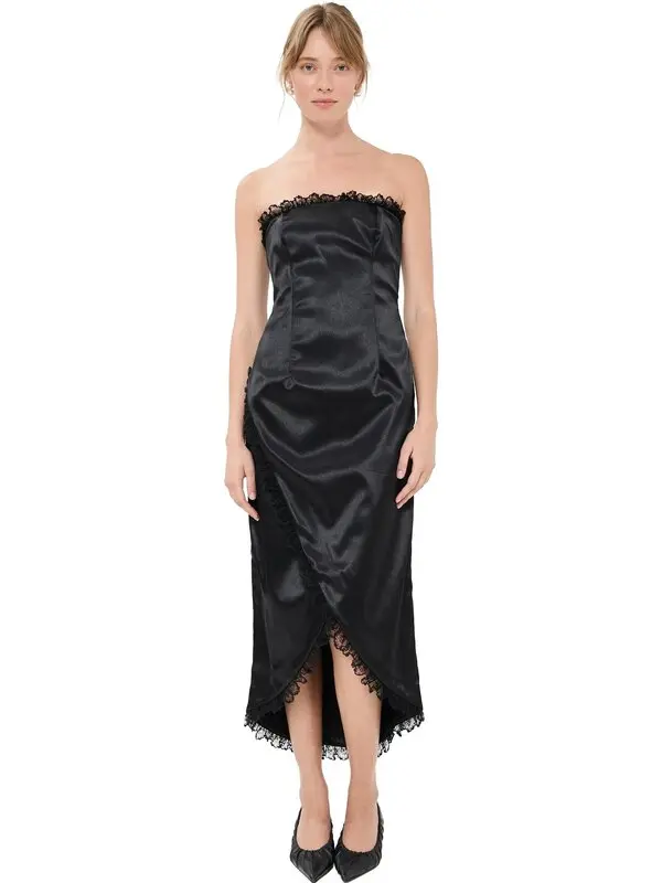 KIKA VARGAS Emilee Strapless Midi Dress - Black