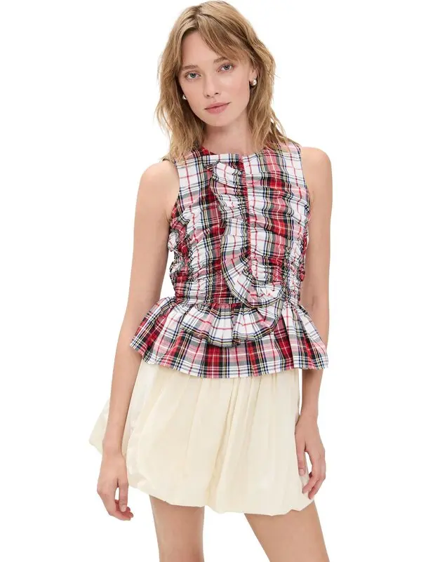 Hunter Bell Doering Peplum Top - Carlyle Plaid