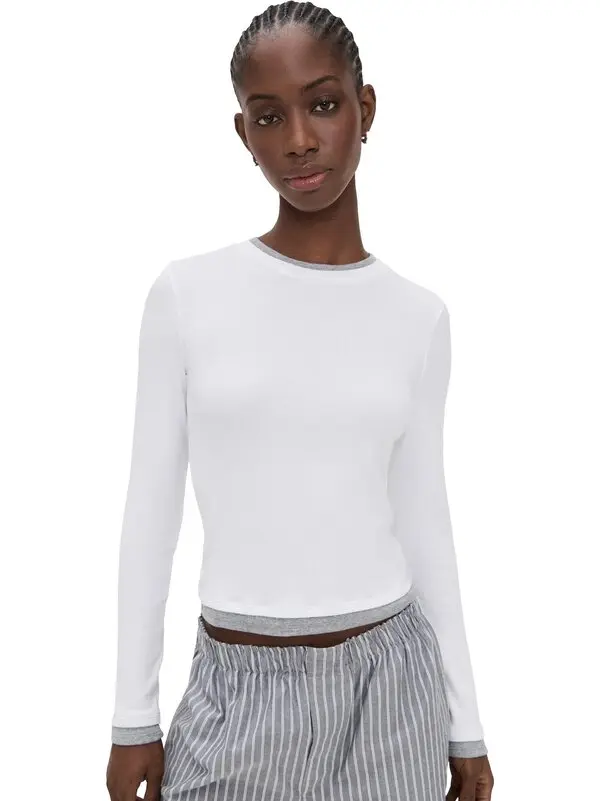 Velvet By Graham & Spencer Novato Top - White/heather Grey
