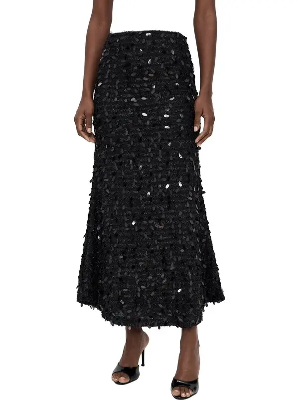 BAILEY ROSE Sequin Embellished Maxi Skirt - Black