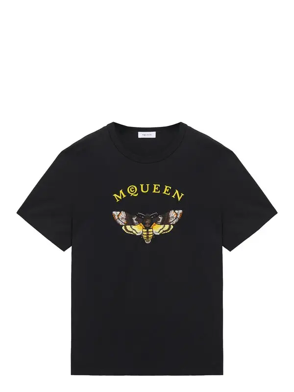 Alexander McQueen Cotton Embroidered Logo T-shirt - Neutral