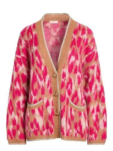 Liu Jo Jacquard-knit Cardigan With Leopard Print - Fuchsia