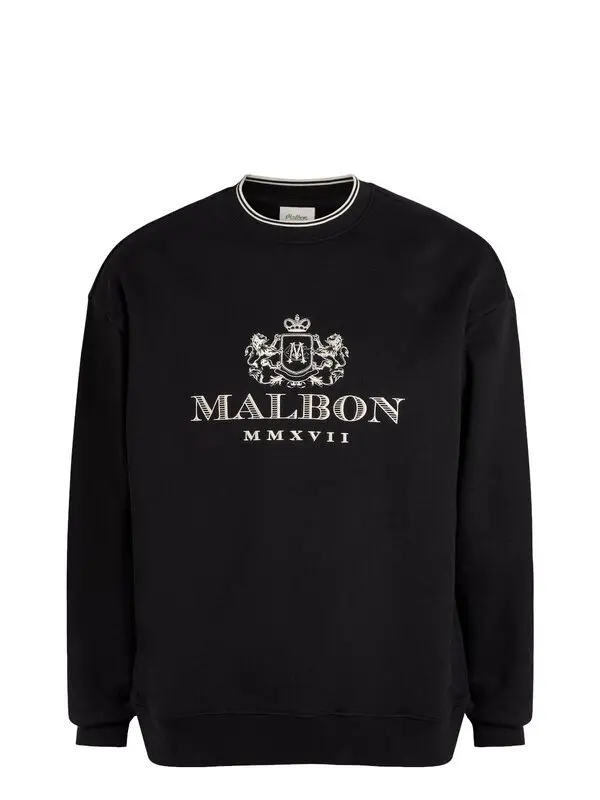 MALBON Monarch Logo-embroidered Cotton Sweatshirt - Black