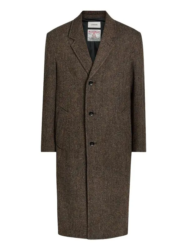 LEMAIRE Chesterfield Herringbone Wool Coat - Brown