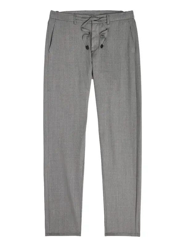 Canali Tapered-leg Stretch-wool Trousers - Light Grey