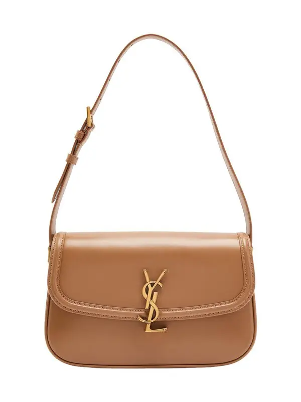Saint Laurent Solferino Leather Shoulder Bag - Beige