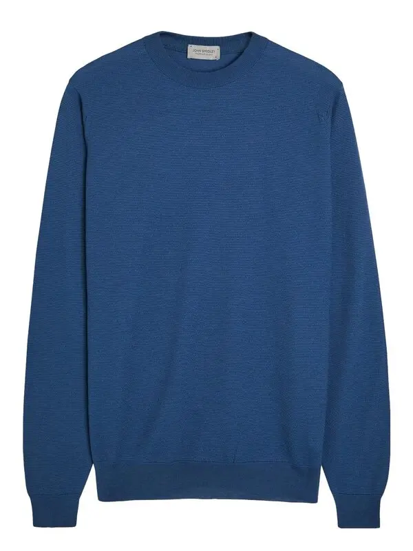 John Smedley Waffle Merino Wool Jumper - Blue