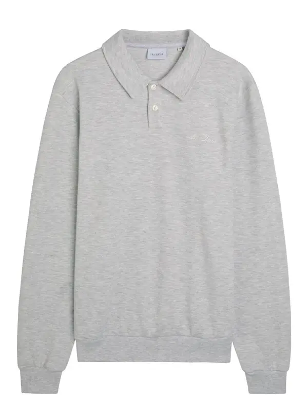 LES DEUX Ben Melange Cotton-blend Polo Jumper - Light Grey