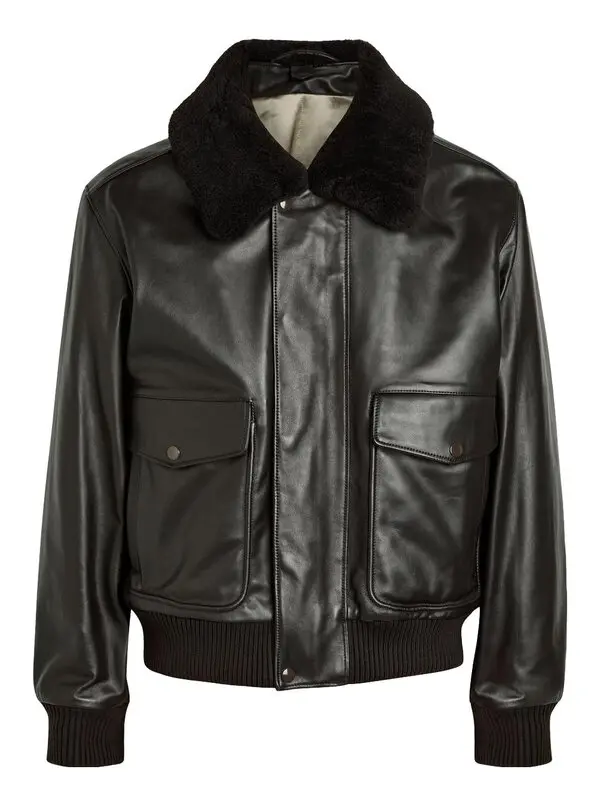 LEMAIRE Quilted Leather Jacket - Dark Brown