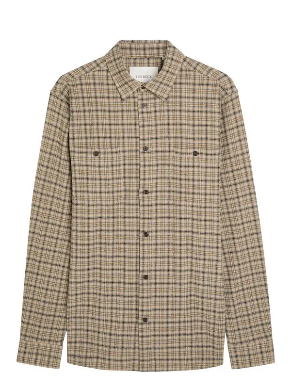 LES DEUX John Checked Woven Shirt - Sand