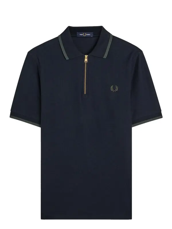Fred Perry Logo-embroidered Cotton Polo Shirt - Navy