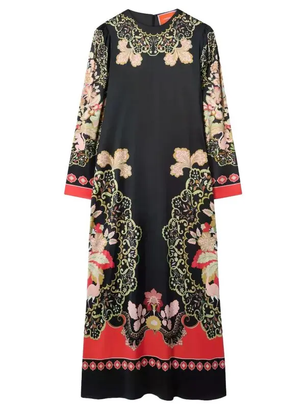 La DoubleJ Clingy Swing Placed Maxi Dress - Black