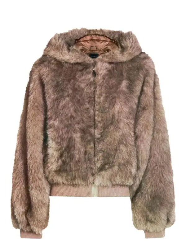 LOU ANDREA Hooded Zip Up Jacket - Brown