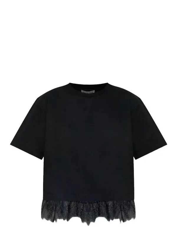 Munthe Lace-trimmed T-shirt - Black