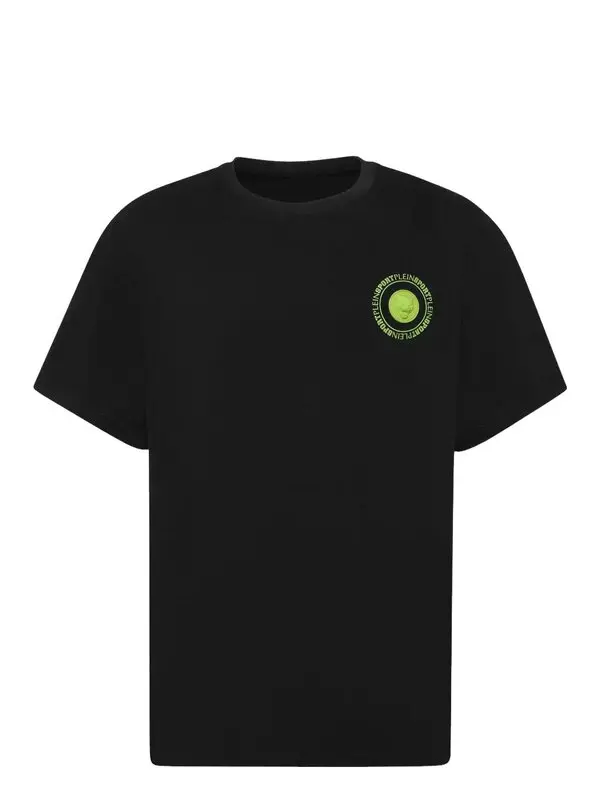PLEIN SPORT Back-logo Circular-plaque T-shirt - Black
