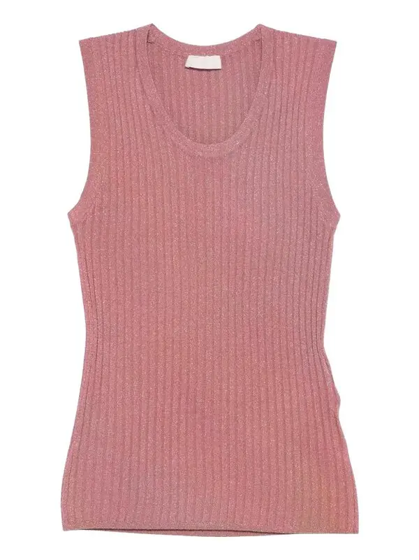 Liu Jo Ribbed Knit Sleeveless Top - Pink