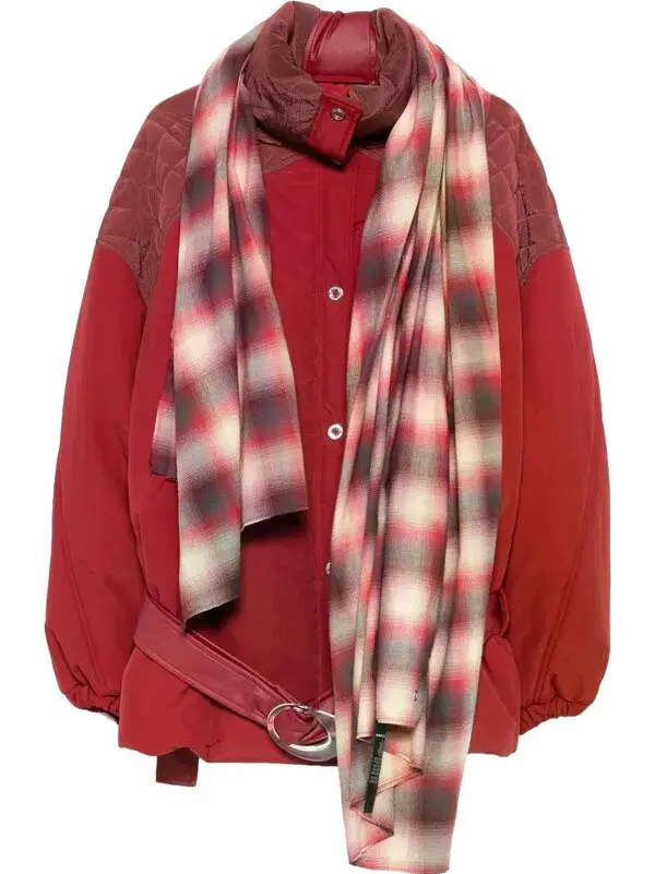 MARBELL Quilted Belted Jacket - Red