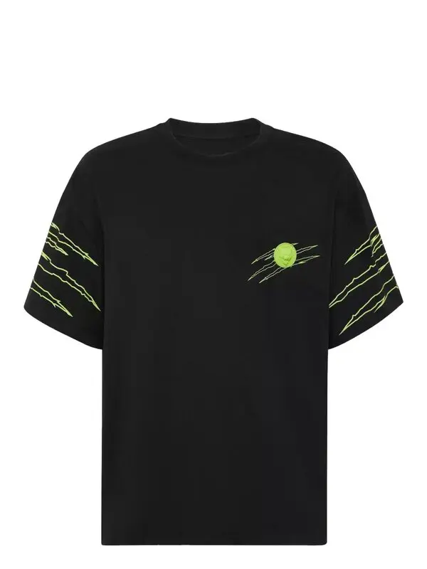 PLEIN SPORT Scratch-detail Crew-neck T-shirt - Black