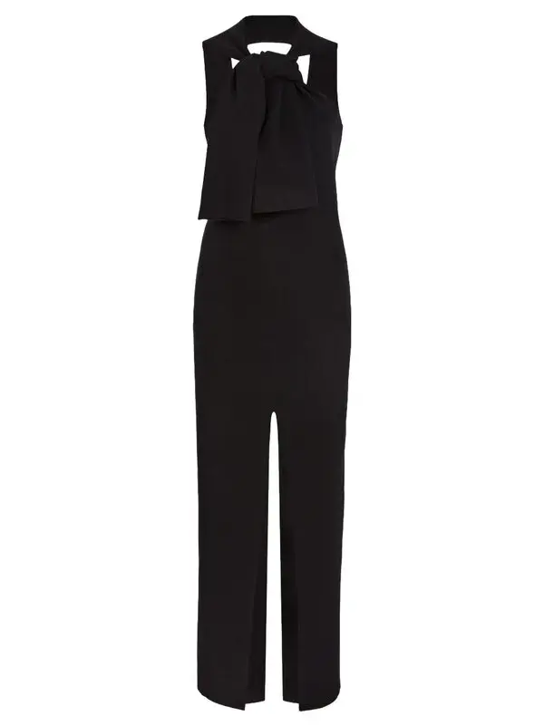 A.W.A.K.E. Mode Neck-tie Midi Dress - Black
