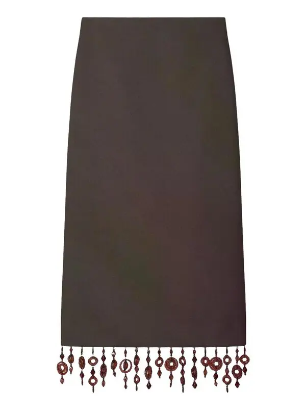Tory Burch Embellished Crepe Midi Skirt - Brown