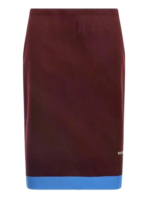 Miu Miu Embroidered Logo Split Midi Skirt - Red